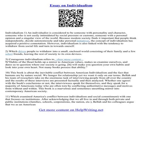Individuality Essay | PDF