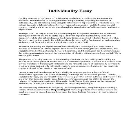 Individuality Essay | PDF