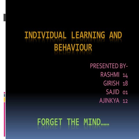 Individual learning and behaviour | PPTX