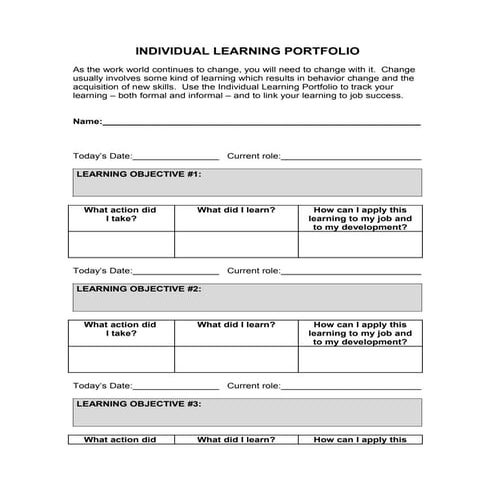 Individual Learning Portfolio | PDF