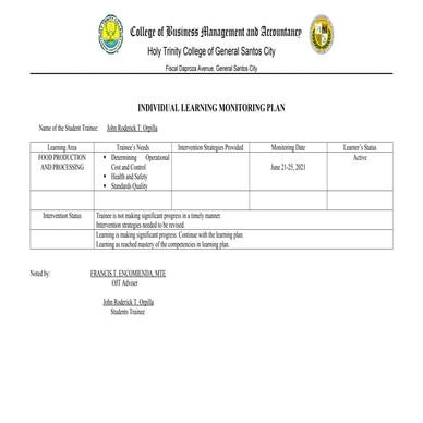 Individual Monitoring Plan food production (2).docx