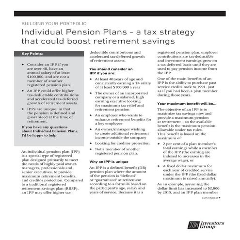 Individual Pension Plan | PDF