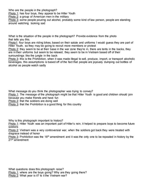 Picture analysis questions and answers | PDF