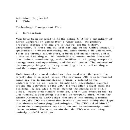 Individual Project I-21. TitleTechnology Management Plan | PDF | Free ...