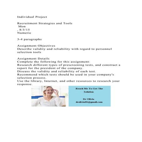 Individual ProjectRecruitment Strategies and Tools Mon, 83.docx