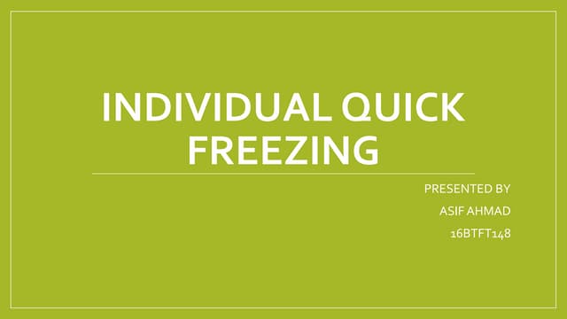 Freezing Method Of Preservation