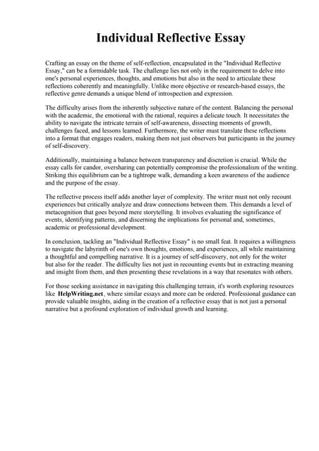 Reflective Essay Examples | PDF
