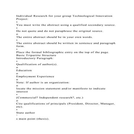 Individual Research for your group Technological Innovation Project.docx