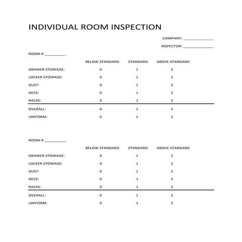 Individual Room Inspection | DOCX