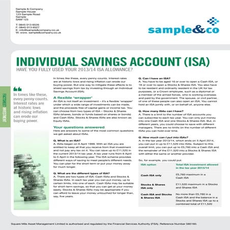 Individual savings accounts b 2013/14 | PDF