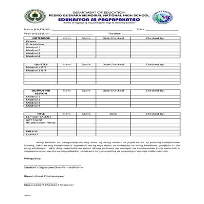 Individual score sheet | DOCX