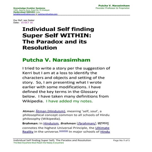 Individual self finding super self; the paradox and its resolution | PDF