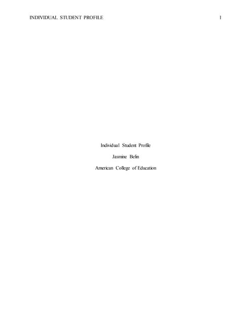 Individual Student Profile | PDF