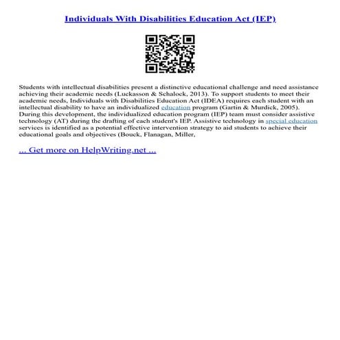 Individuals With Disabilities Education Act (IEP) | PDF