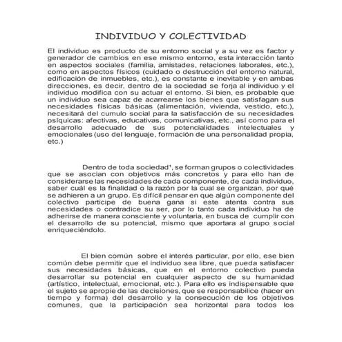 Individuo y colectividad | DOCX