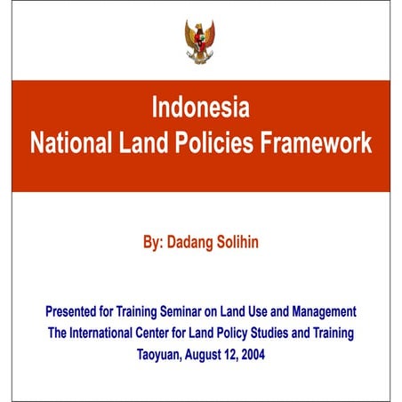 Indonesia National Land Policies Framework | PDF