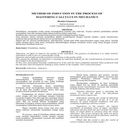 Method of induction in the process of mastering calculus in mechanics | PDF