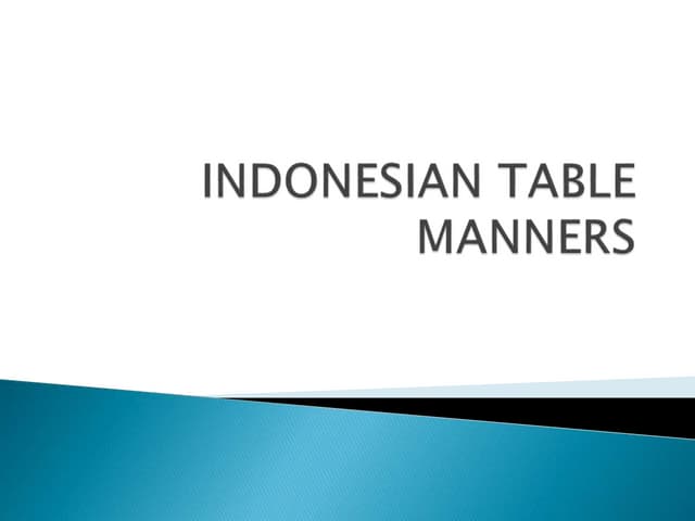 Table Manners | PPTX