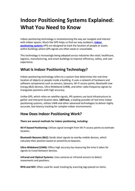 Different Kinds of Indoor Positioning Systems.pptx