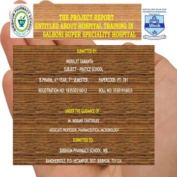 Hospital training ppt for b pharm students | PPTX