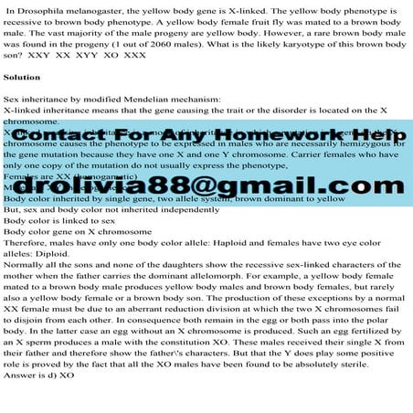 In Drosophila melanogaster, the yellow body gene is X-linked. The yel.pdf