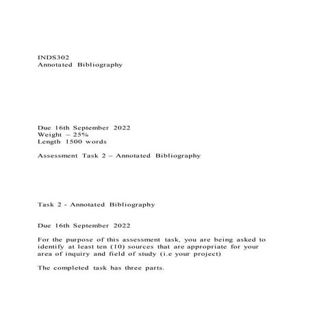INDS302Annotated BibliographyDue 16th Sept.docx