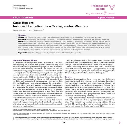 Induced Lactation in a Transgender Woman: Relato de caso - Lactação ...