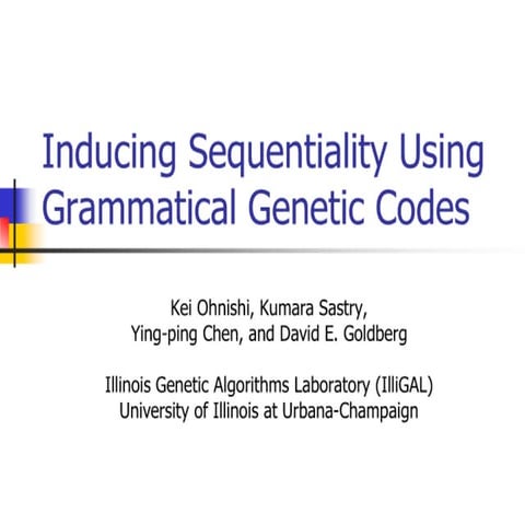 Inducing Sequentiality Using Grammatical Genetic Codes | PDF