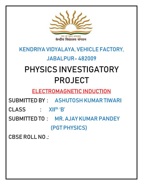 Presentation On Electromagnetic Induction Ppt Science Physics Ppt