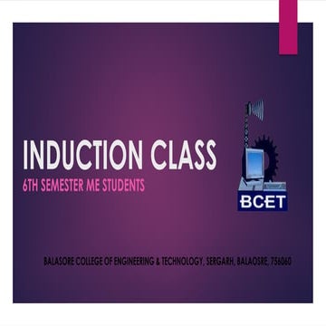 Induction Class for fresher students for BCET | PPT