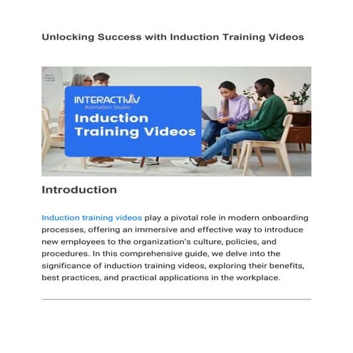 Unlocking Success with Induction Training Videos | DOCX | Resume ...
