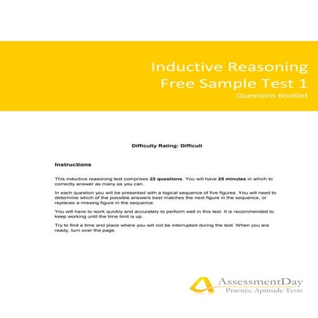Inductive Reasoning Test 1 | PDF