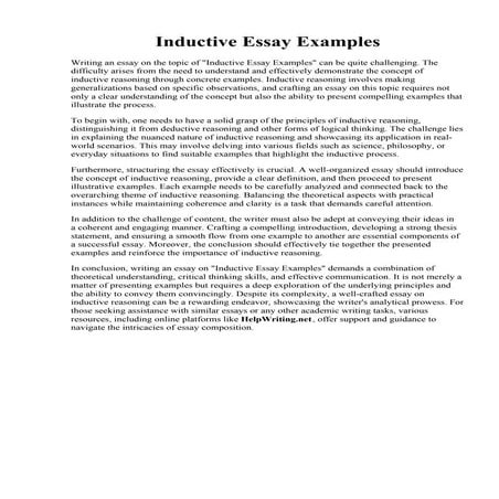 Inductive Essay Examples | PDF