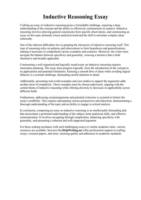 Inductive Reasoning Essay Essays On Inductive And Deductive Reasoning Inductive Reasoning