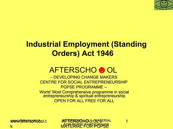 Industrial employment(standing orders ) act 1946 | PPTX | Law