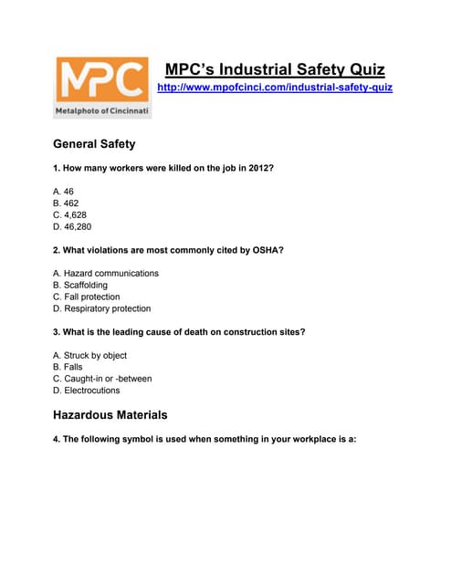 FIRE & SAFETY Questions | PDF