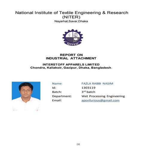 Industrial attachment of interstoff Apparels Ltd. | DOCX