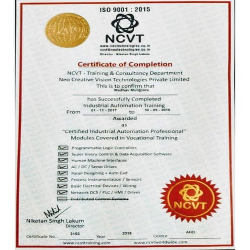 Industrial automation certificate | PDF