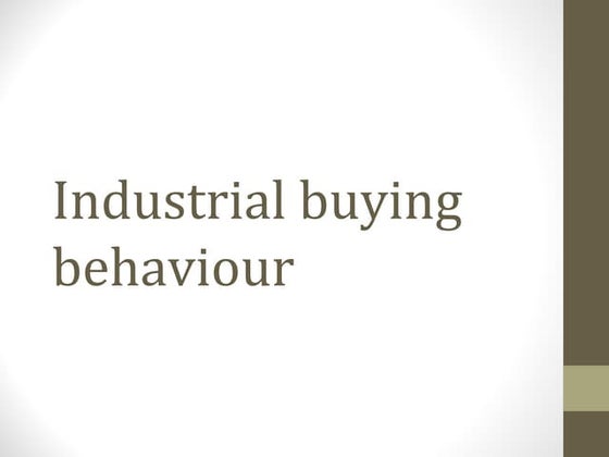 Industrial buying decision process | PPT