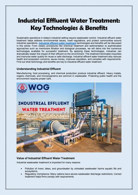Industrial area waste water management techniques | PPT