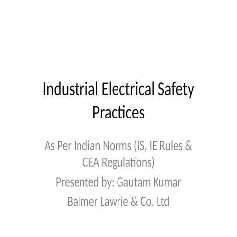 Electrical Safety practices in India pptx | PPT
