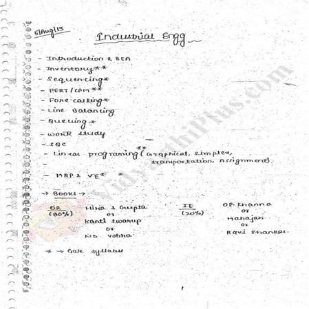 Industrial Engineering 2 Mechanical Engineering Handwritten classes ...