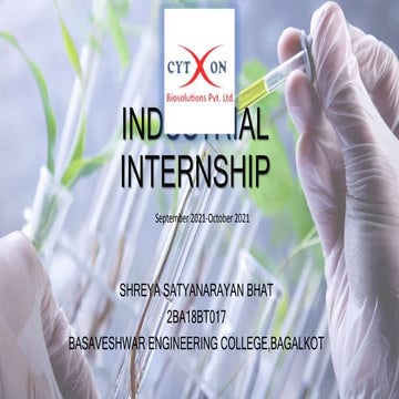 Industrial internship presentation (biotechnology) | PPTX