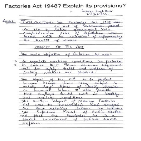 Industrial law | B com sem 4th | Hand written Notes | by Ritish bedi # ...