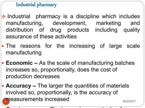 Industrial pharmacy ppt | PPTX
