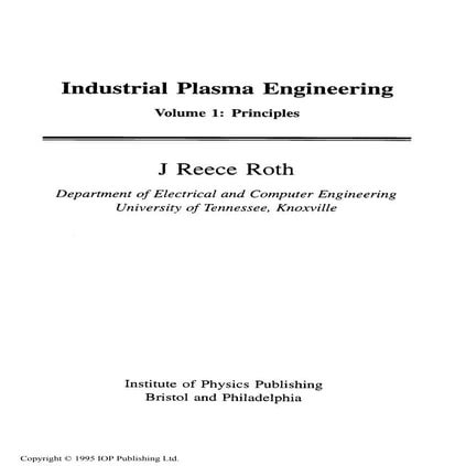 Industrial plasma engineering vol 1 | PDF