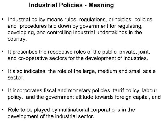 Industrial Policy - 1948, 1956, 1973, 1977, 1980, 1991 | PPTX | Industrial Property | Real Estate