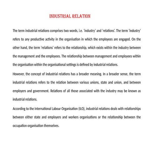 Industrial Relation ppt for ob and management study | PPTX