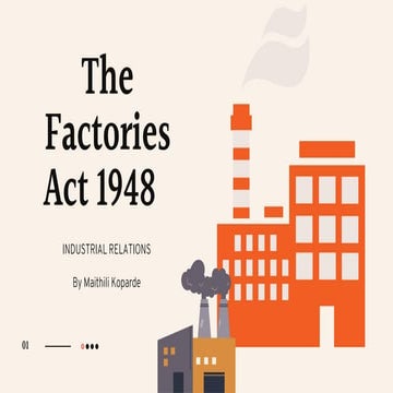Factories act 1948 health, safety and welfare of workers | PPTX