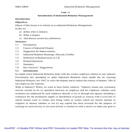 Industrial relations management | PDF